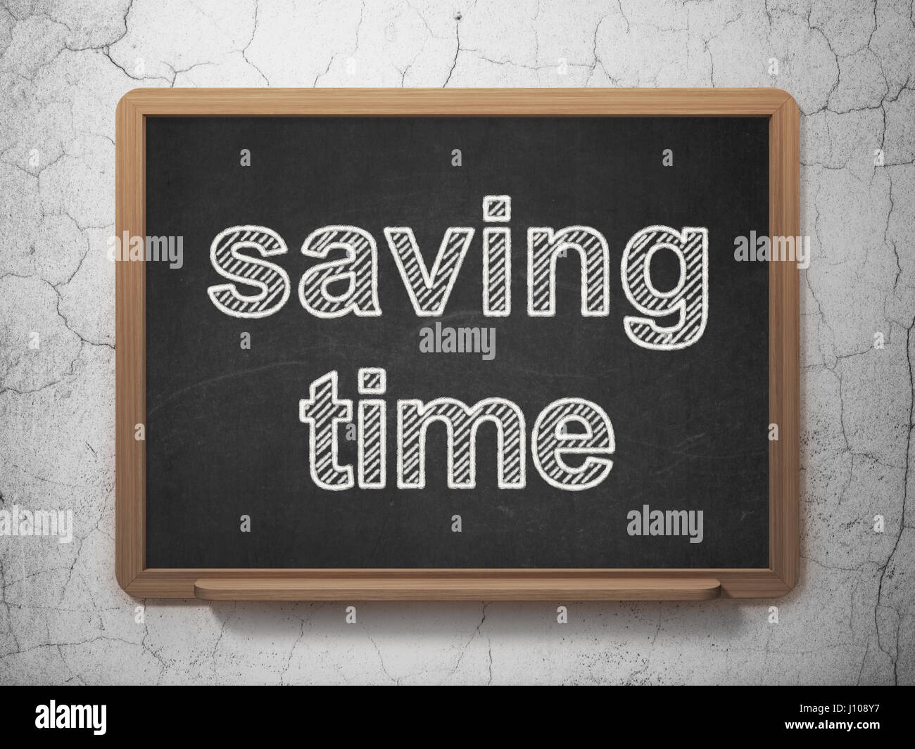 Timeline concept: Saving Time on chalkboard background Stock Photo - Alamy