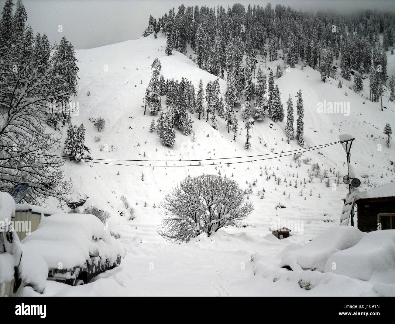 Snow storm in the valley Stock Photo - Alamy