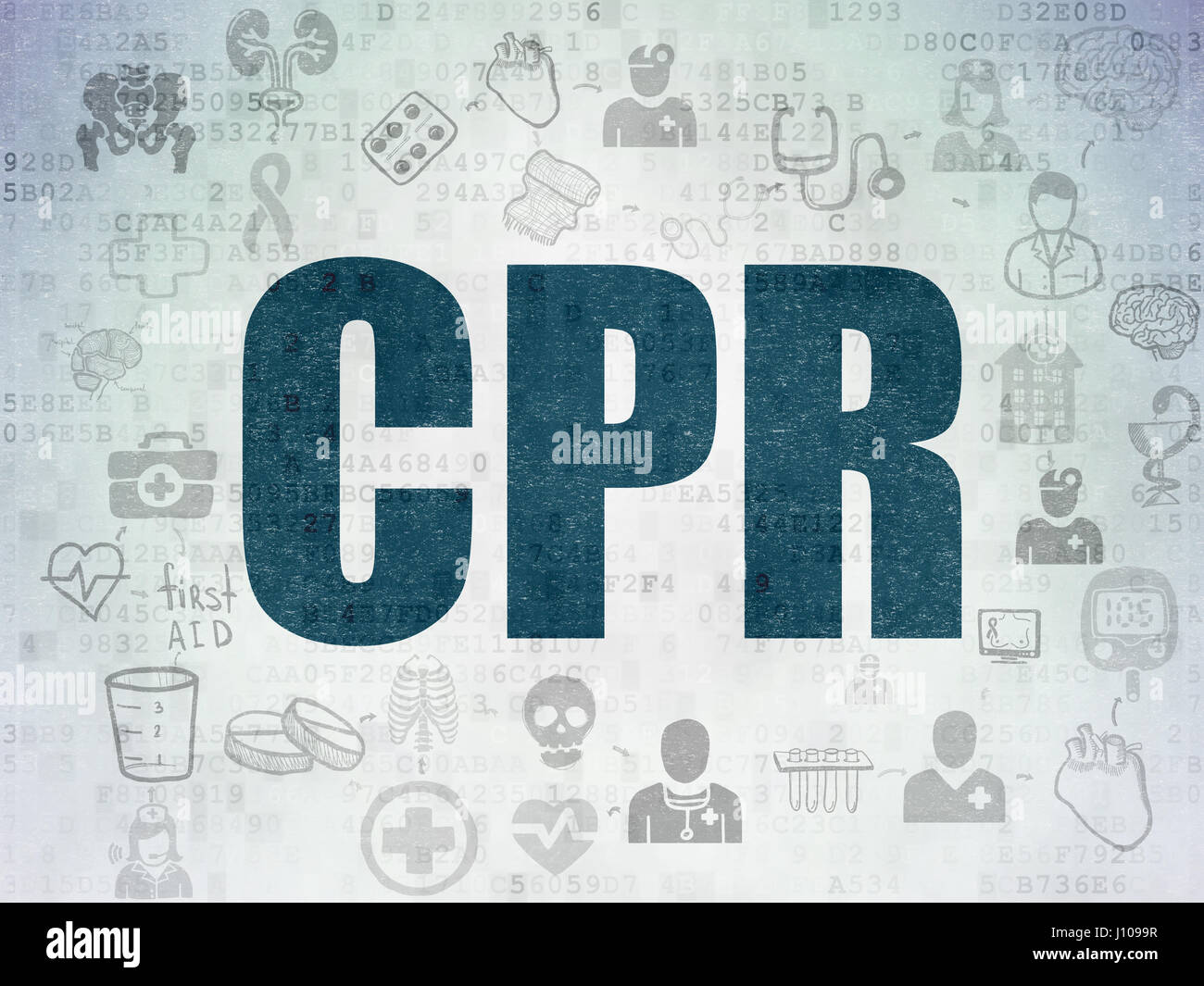 Healthcare concept: CPR on Digital Data Paper background Stock Photo ...