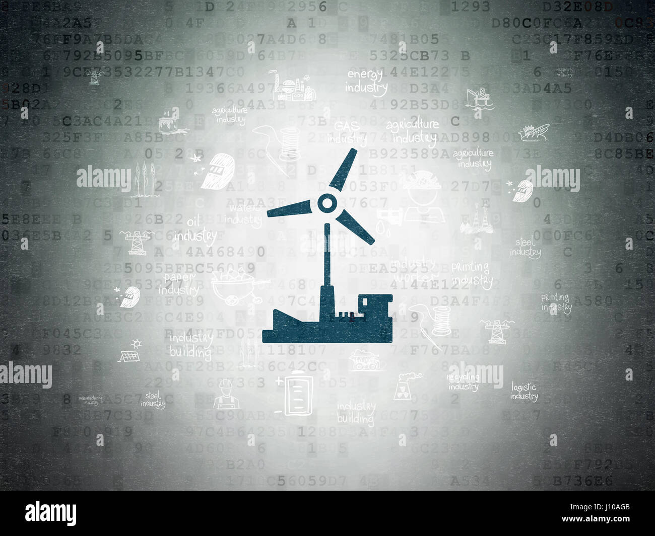 Industry concept: Windmill on Digital Data Paper background Stock Photo ...