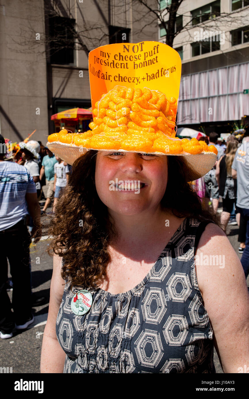New York, USA. 16th Apr, 2017. A woman at New York's annual Easter ...