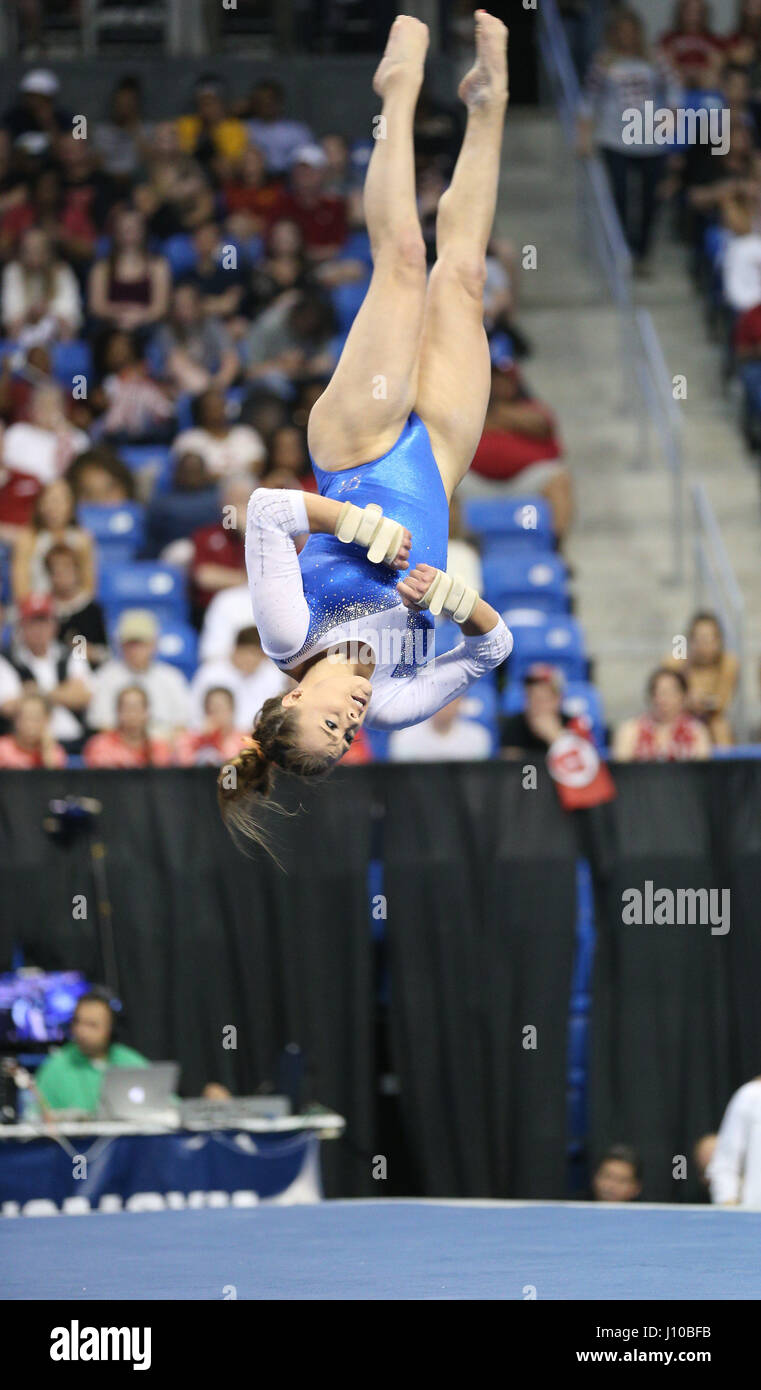 St. 15th Apr, 2017. Florida's Grace McLaughlin tumbles through the air ...