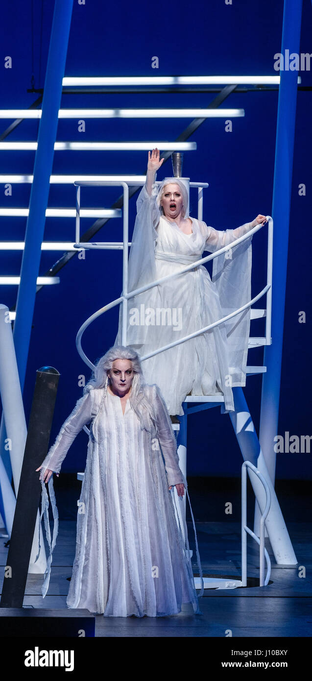 US Singer Linda Watson as Amme (bottom) and the American opera singer ...