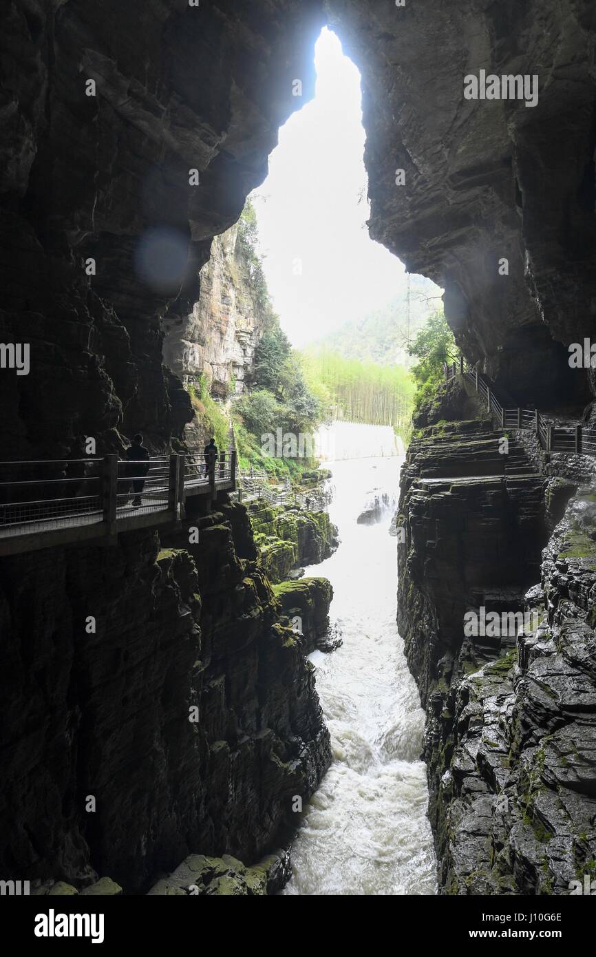 Enshi, China's Hubei Province. 17th Apr, 2017. A waterfall is seen from ...