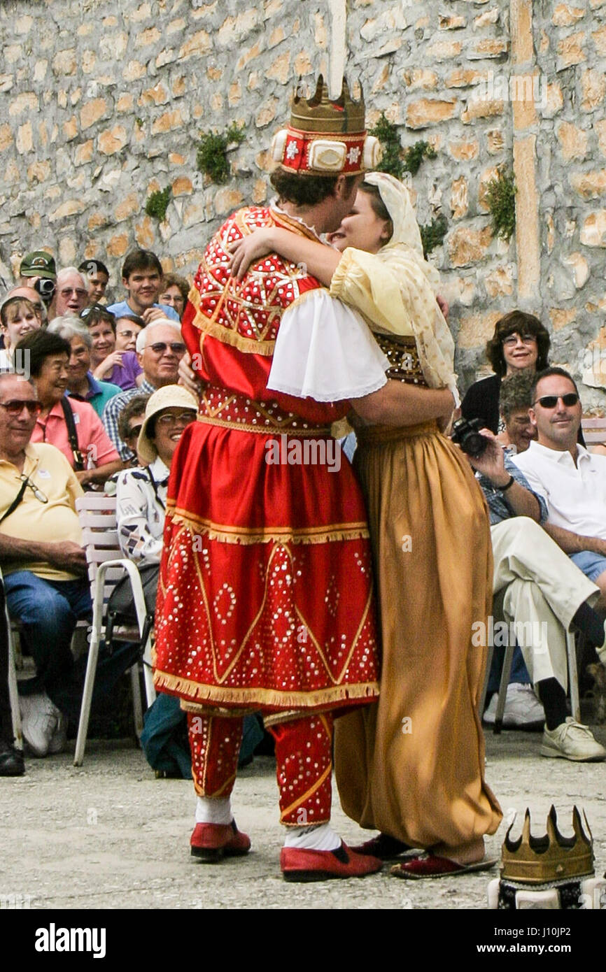 Korcula, Croatia. 9th Oct, 2004. The King embraces Princess Bula during ...
