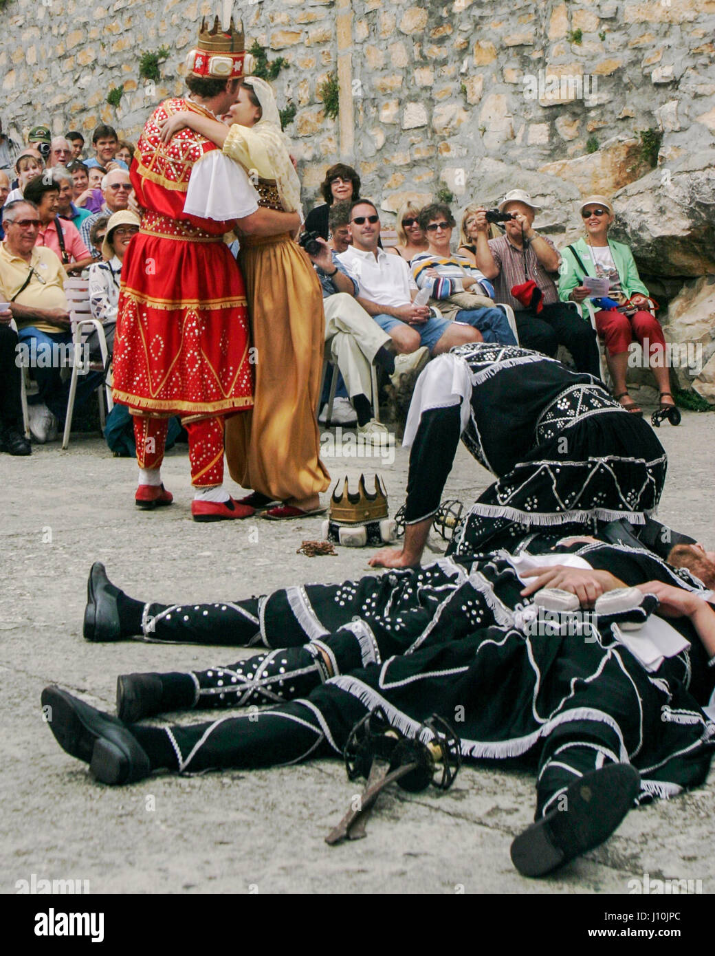 Korcula, Croatia. 9th Oct, 2004. The King embraces Princess Bula during ...