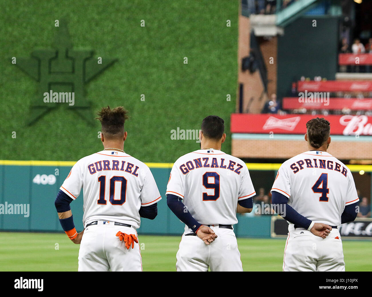 Houston, TX, USA. 17th Apr, 2017. Houston Astros first baseman Yuli ...