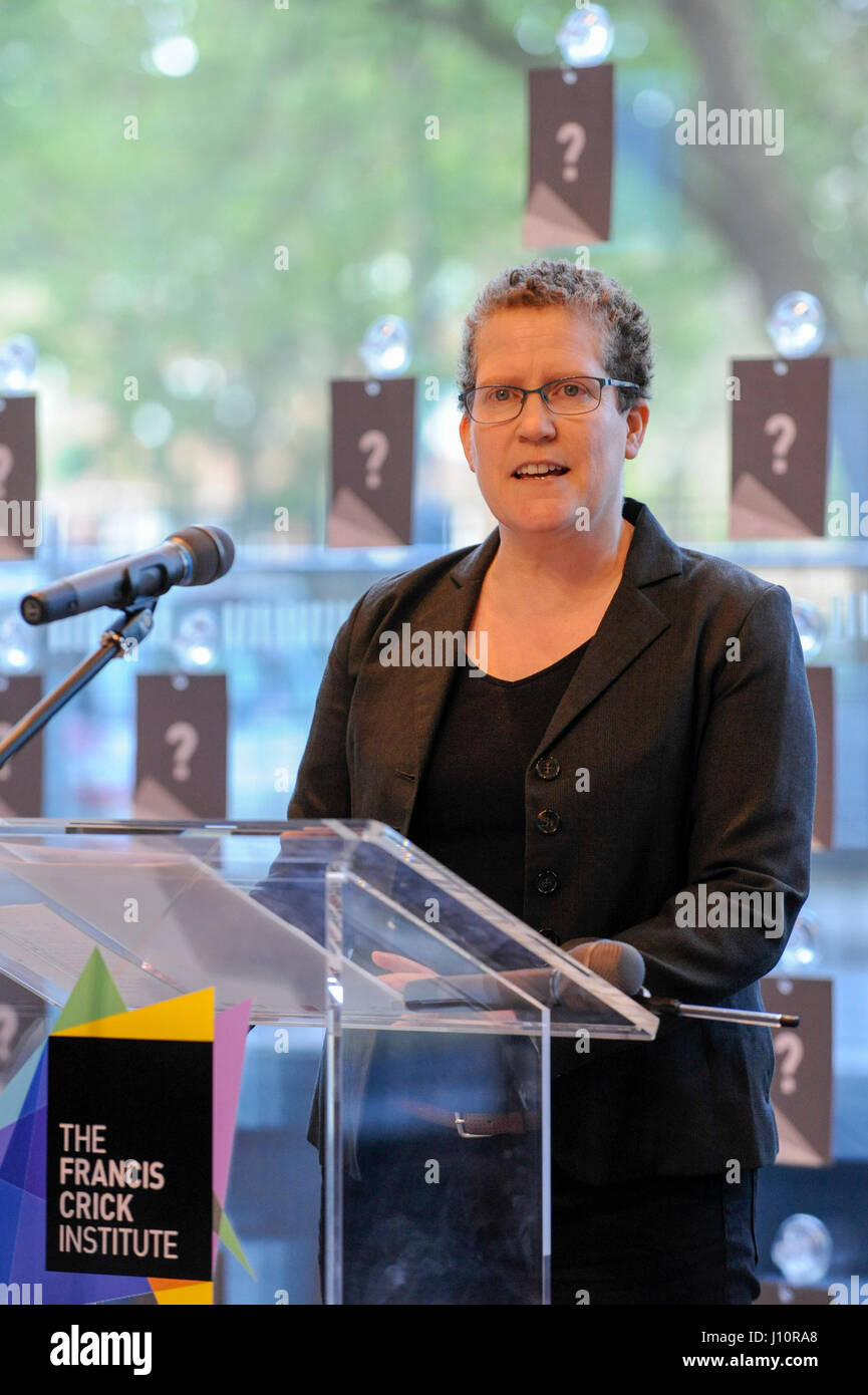 London, UK. 18 April 2017. Anna Faherty, exhibition curator, gives a ...