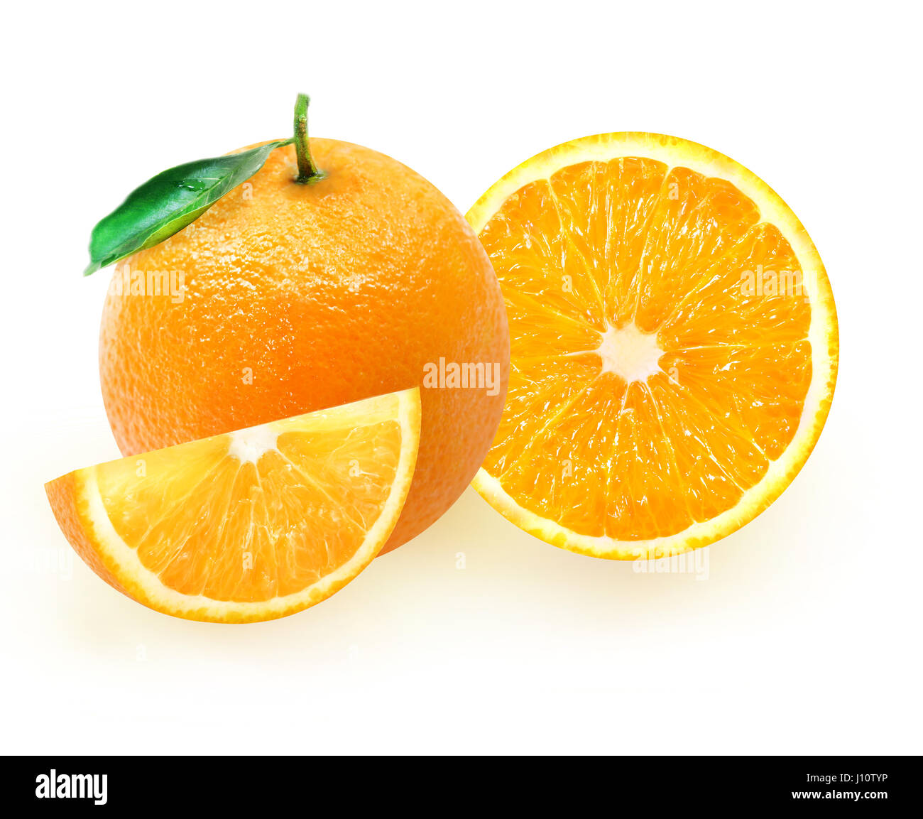 Isolated oranges. Collection of whole and sliced orange fruits isolated ...