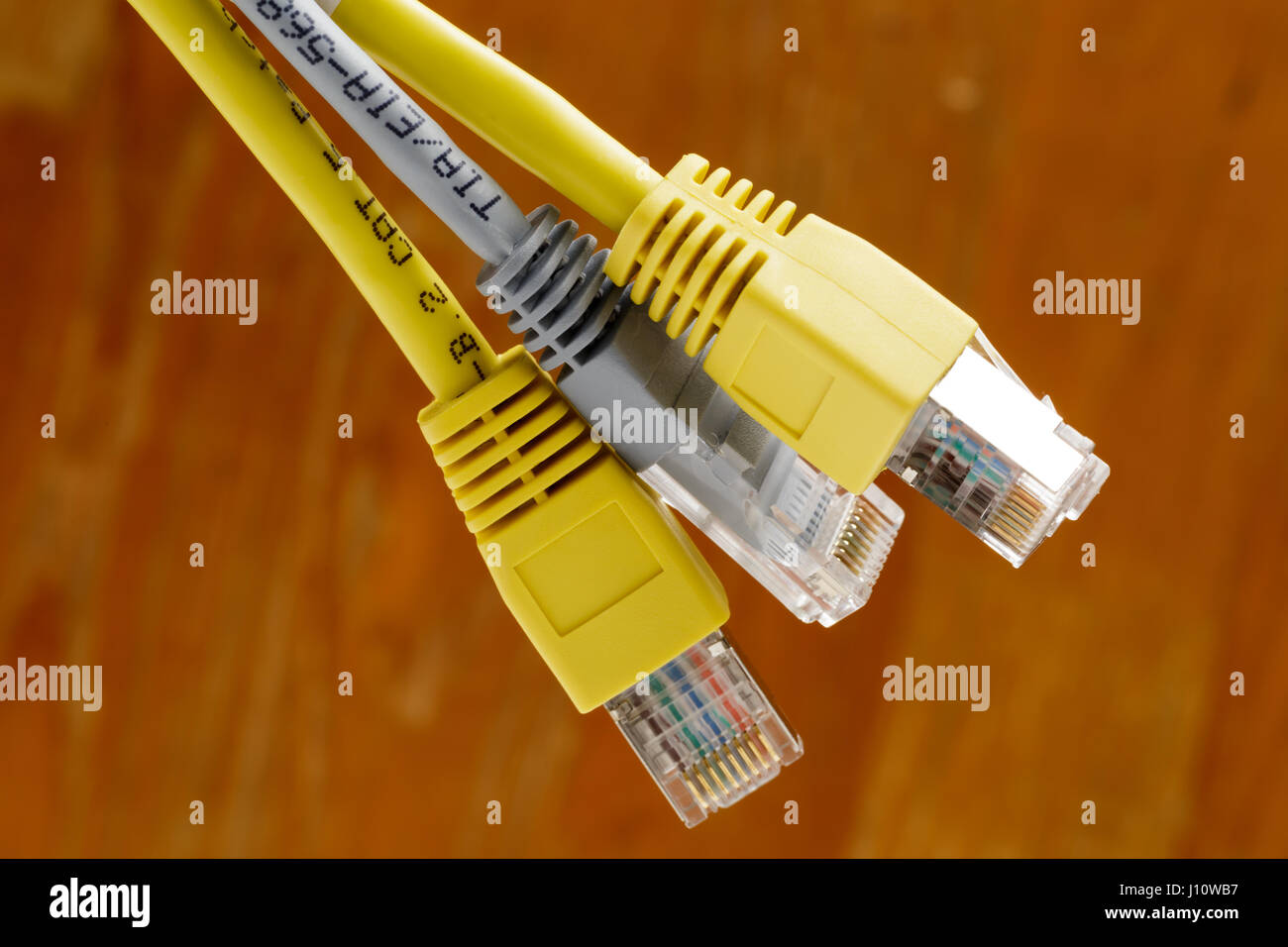 Four telecommunication cable with connector RJ45 Stock Photo - Alamy