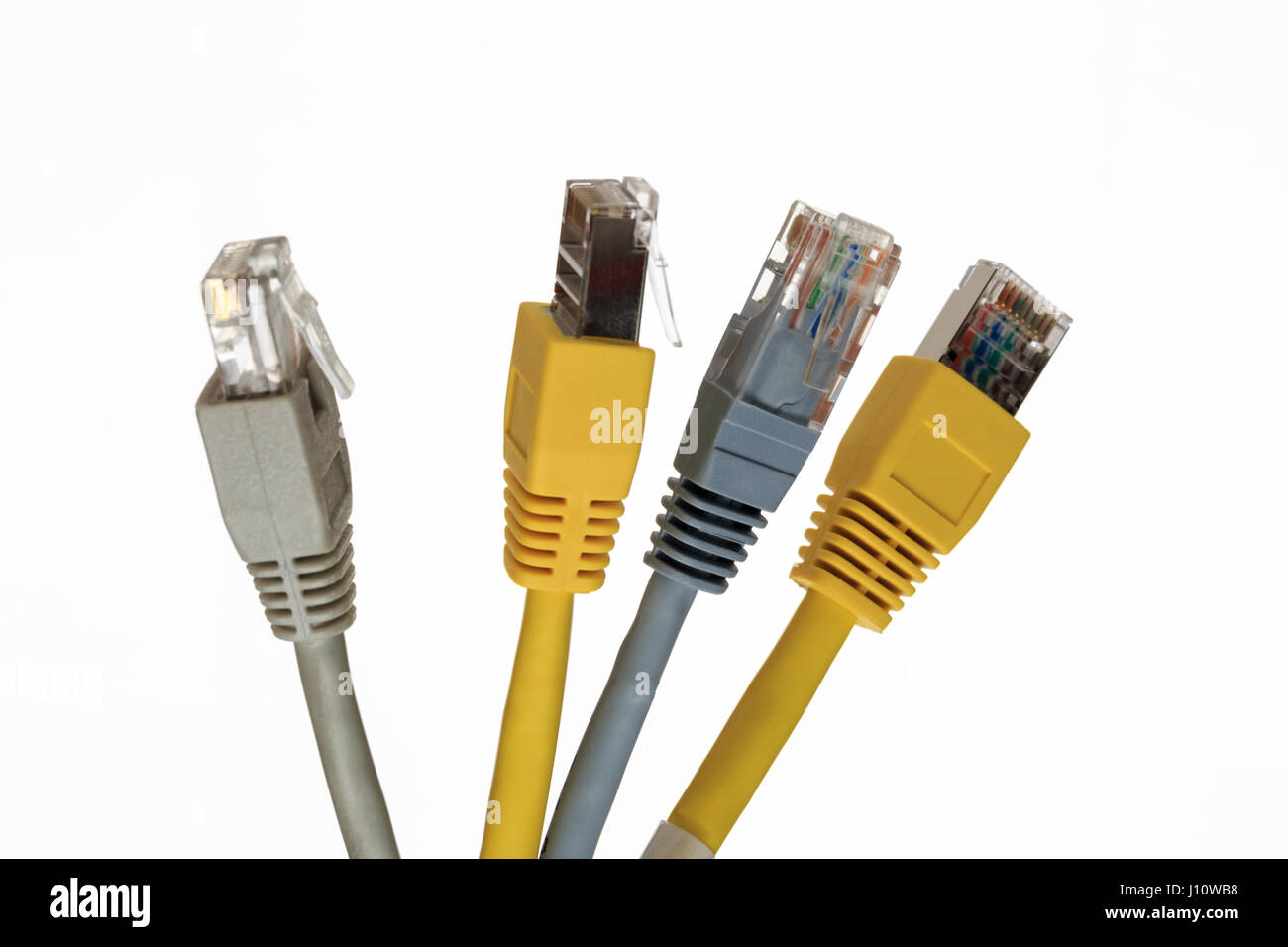 Four telecommunication cable with connector RJ45 Stock Photo - Alamy
