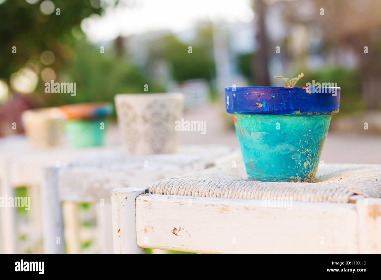 Decorative rusty pot without plant outdoor. Concept of garden decor ...