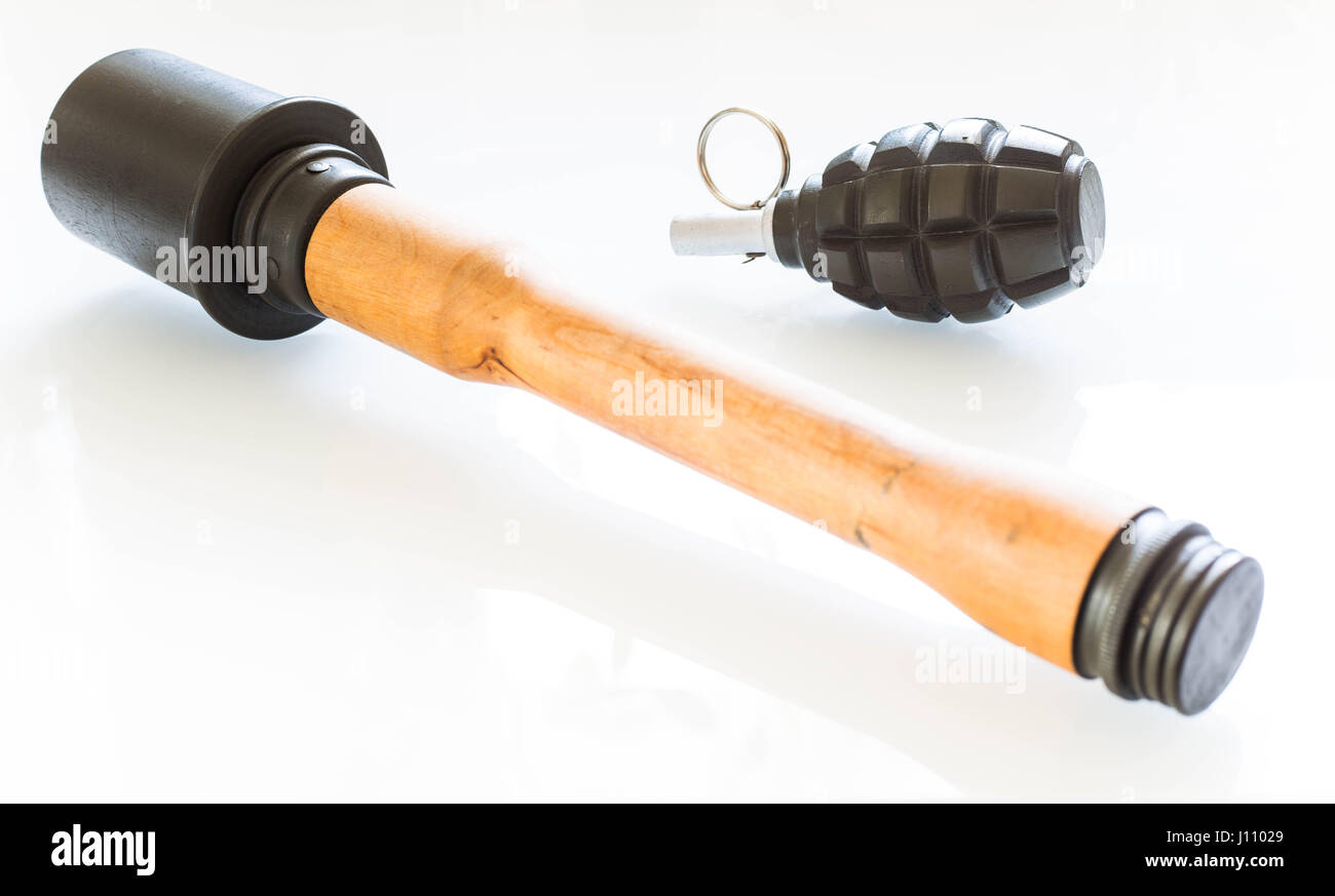 Two kinds of grenades on a white background Stock Photo - Alamy