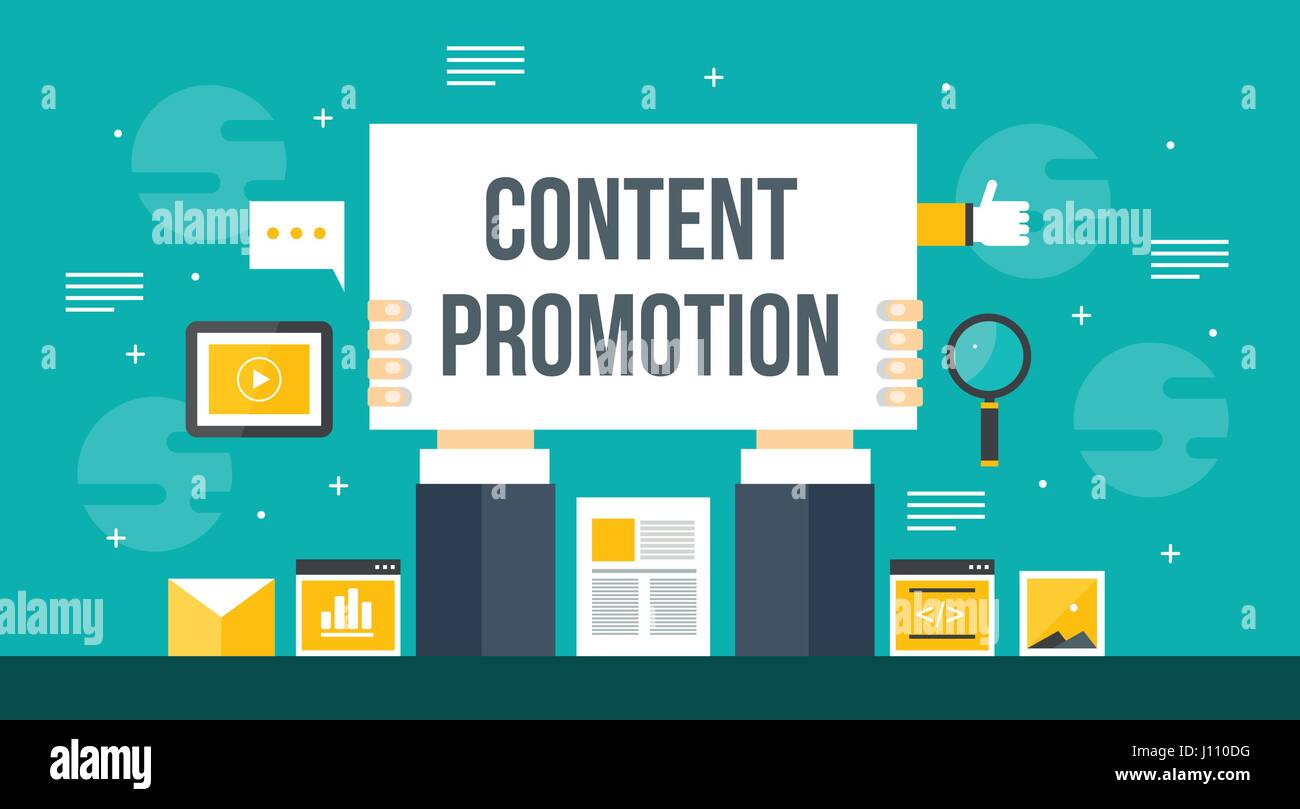 Content promotion - hand holding content marketing banner including ...