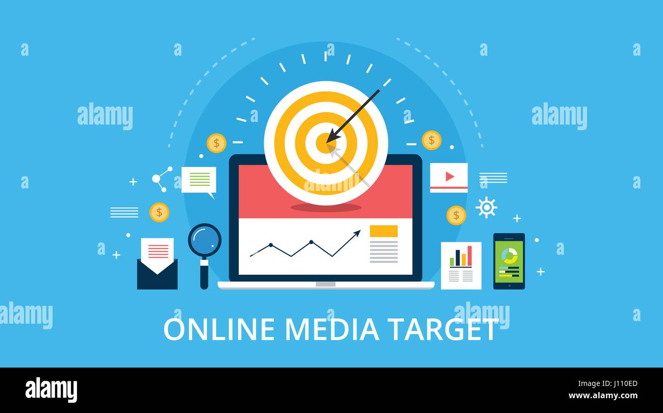 Online media - target audience - digital marketing concept. Flat design ...