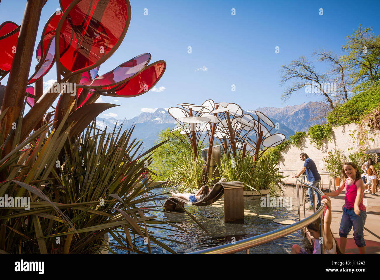 Garden of Trauttmansdorff Castle, Meran, South Tyrol. beautiful spring ...