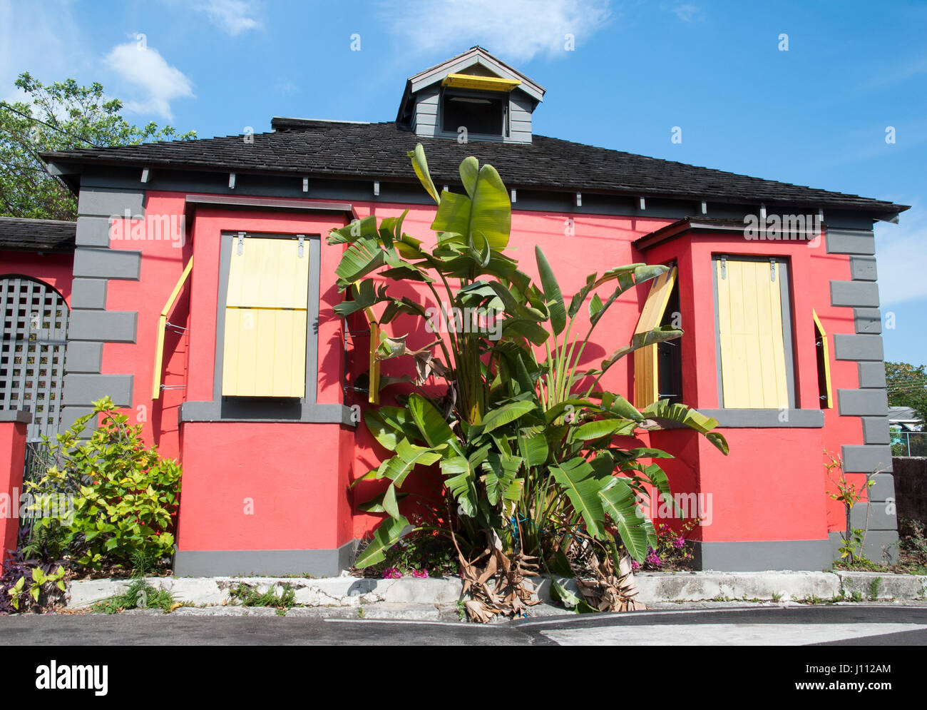The bright red house in Nassau downtown (Bahamas Stock Photo - Alamy