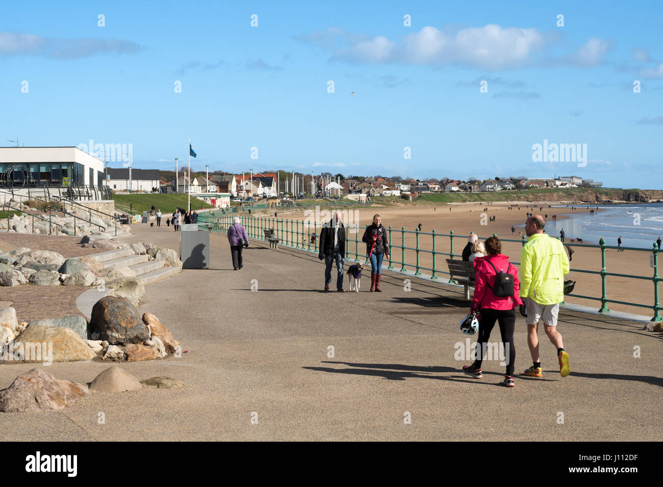 People walking along the promenade of Seaburn seafront, Easter Monday ...