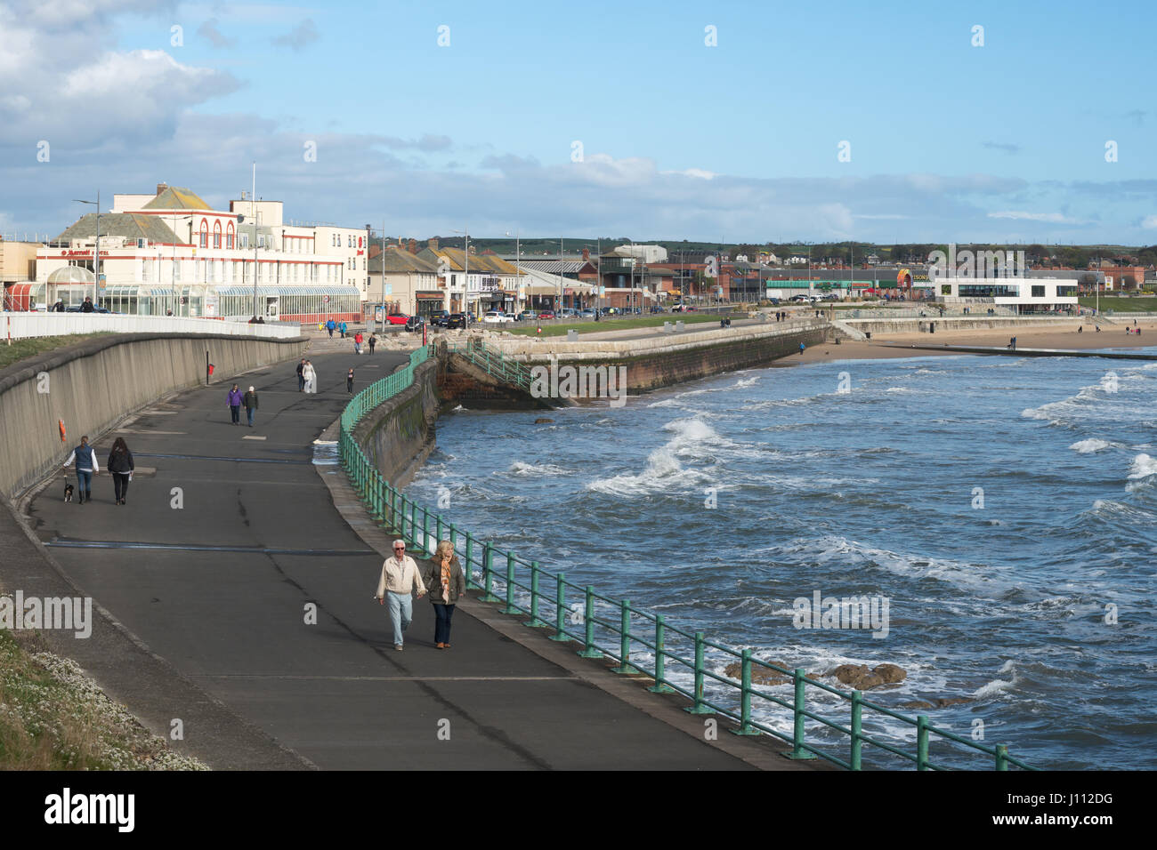 People walking along the promenade of Roker seafront, Easter Monday ...