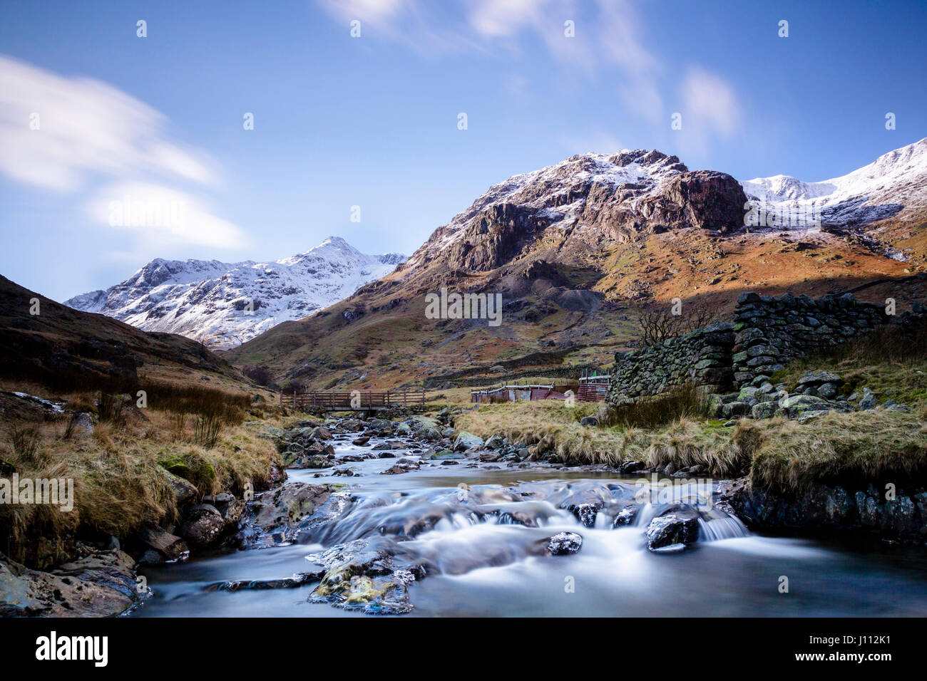 Dollywagon Pike and Eagle Crag in the Lake District from Grisedale Beck ...