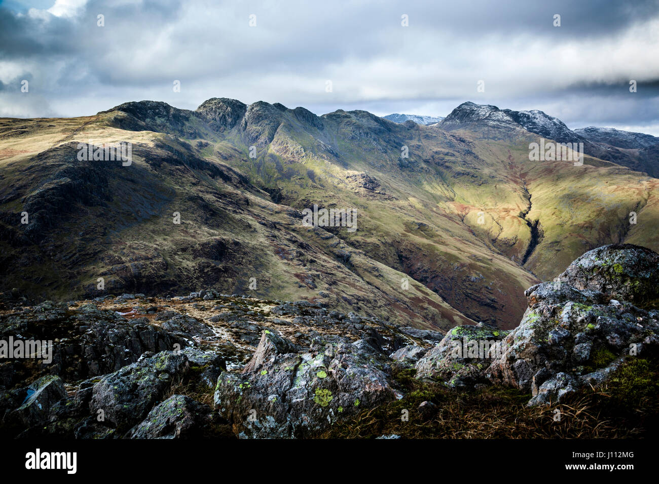 Crinkle Crags and Bowfell in the Lake District from Pike of Blisco ...