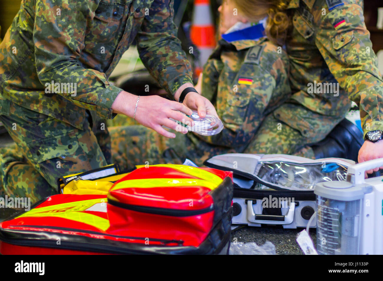german paramedic soldiers has a medical exercise Stock Photo - Alamy