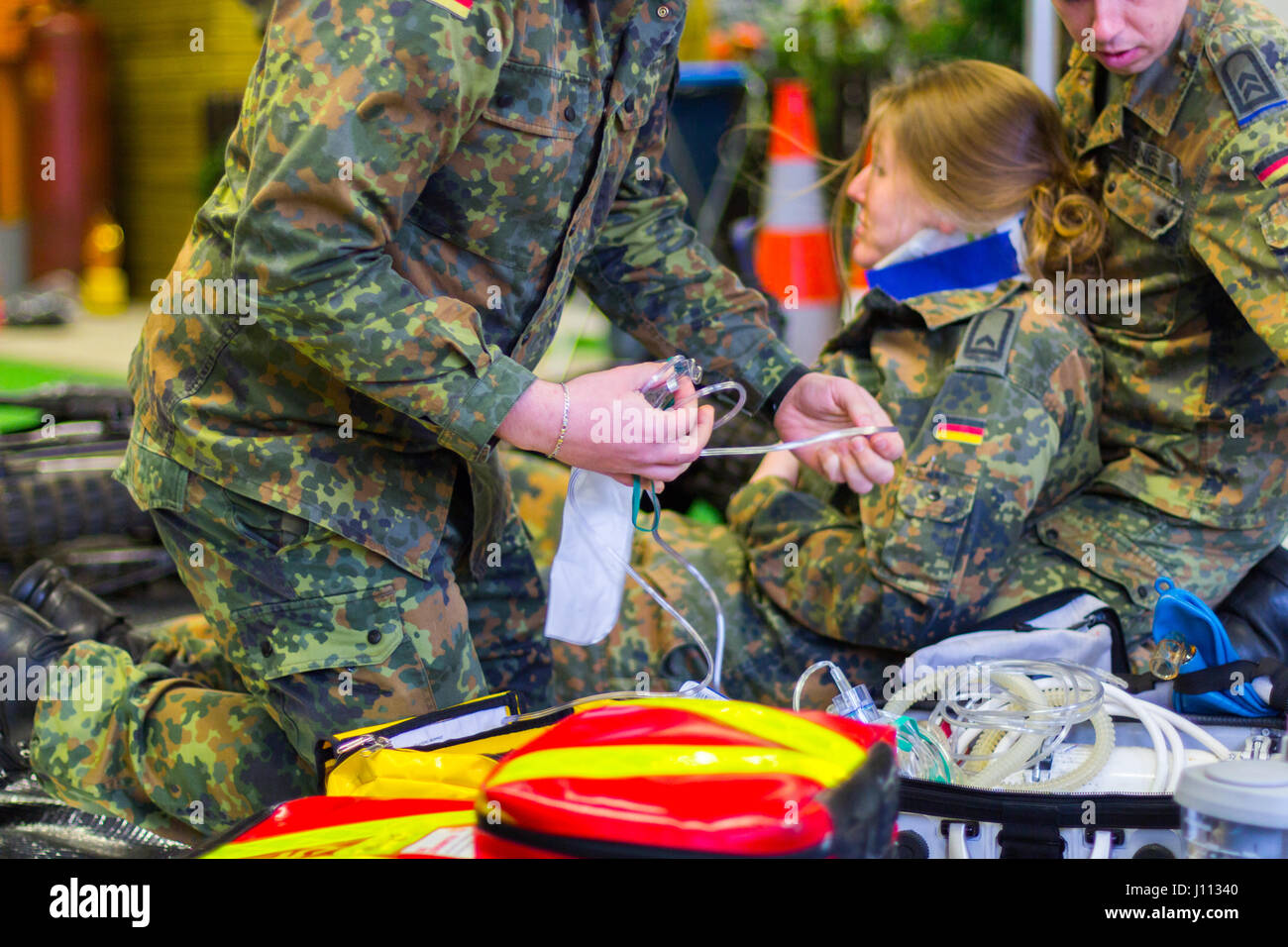 german paramedic soldiers has a medical exercise Stock Photo - Alamy