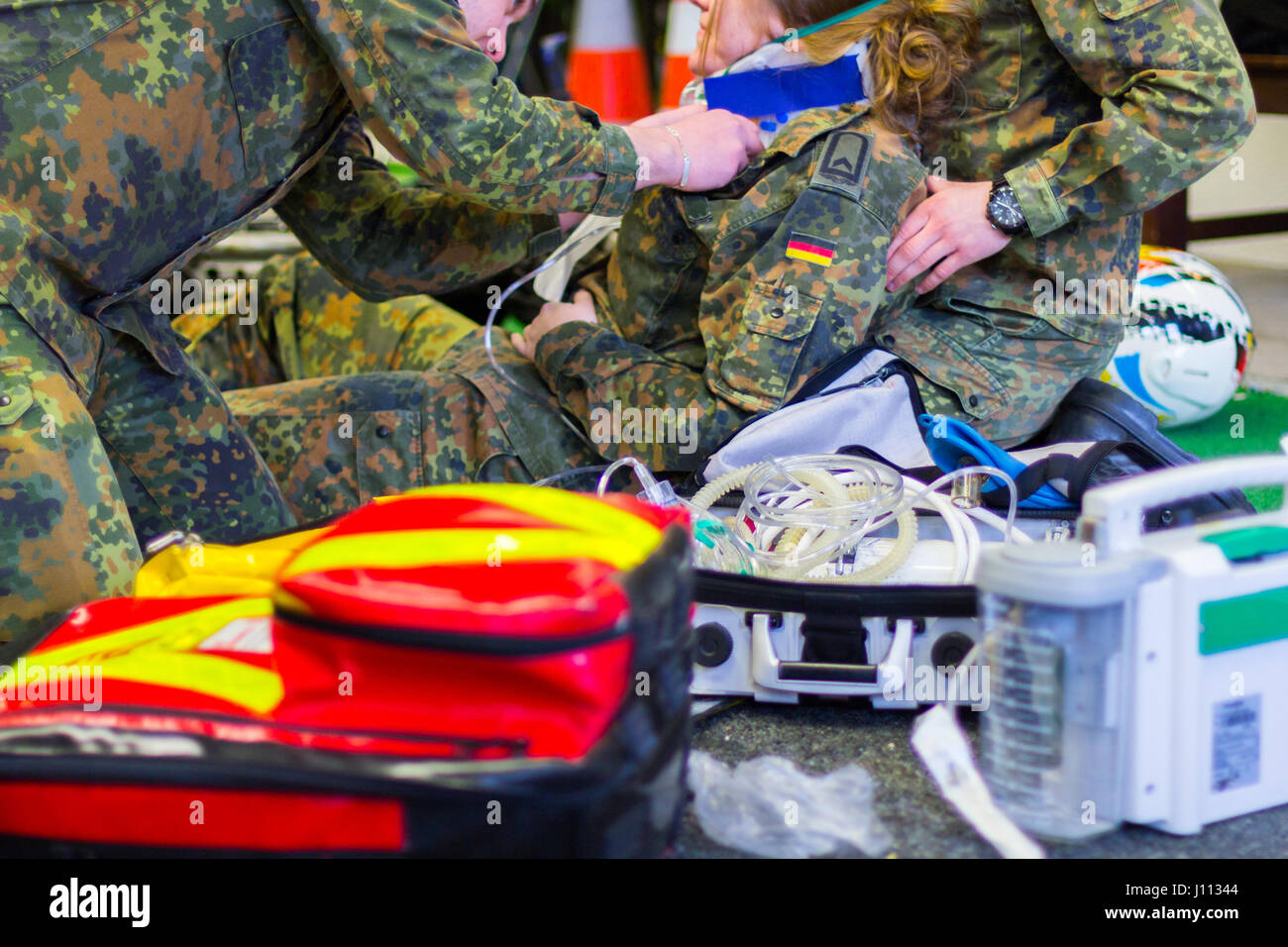 german paramedic soldiers has a medical exercise Stock Photo - Alamy