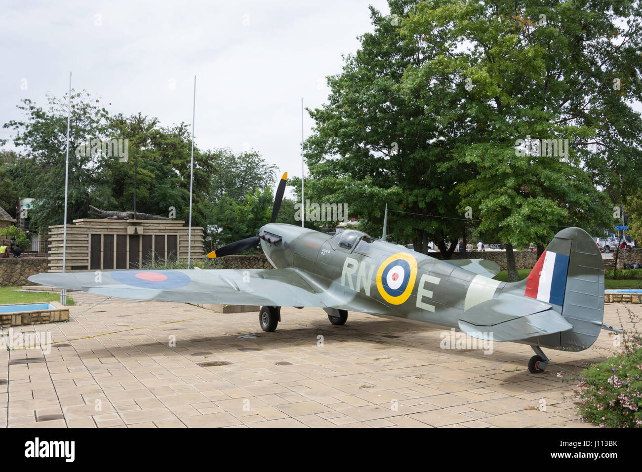 World War II Spitfire aircraft in Makoanyane Square, Kingsway, Maseru, Maseru District, Kingdom ...