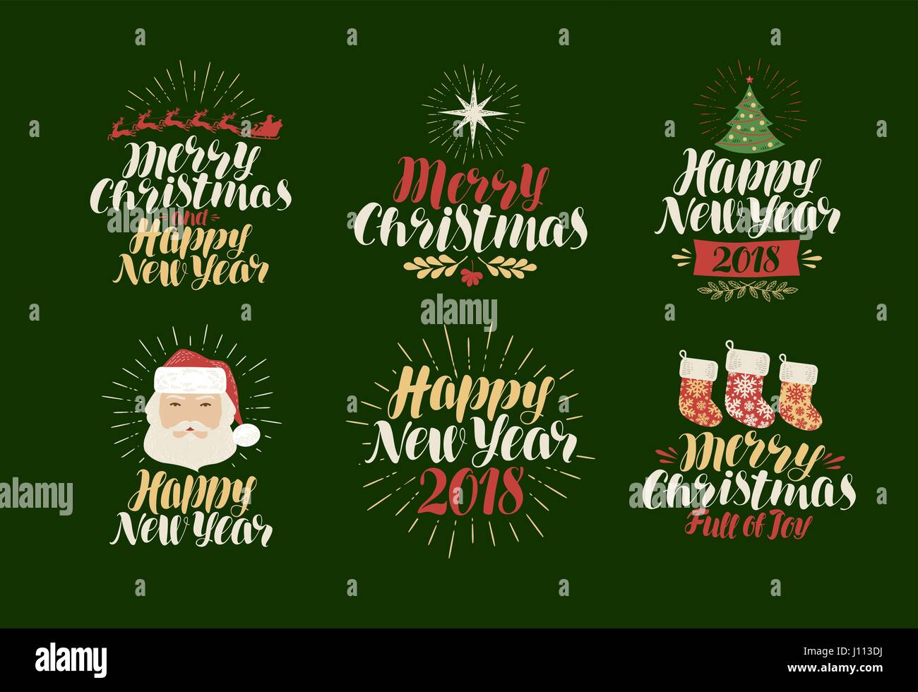 Merries Logo Merry Christmas Happy New Year Logo Stock Vector (Royalty