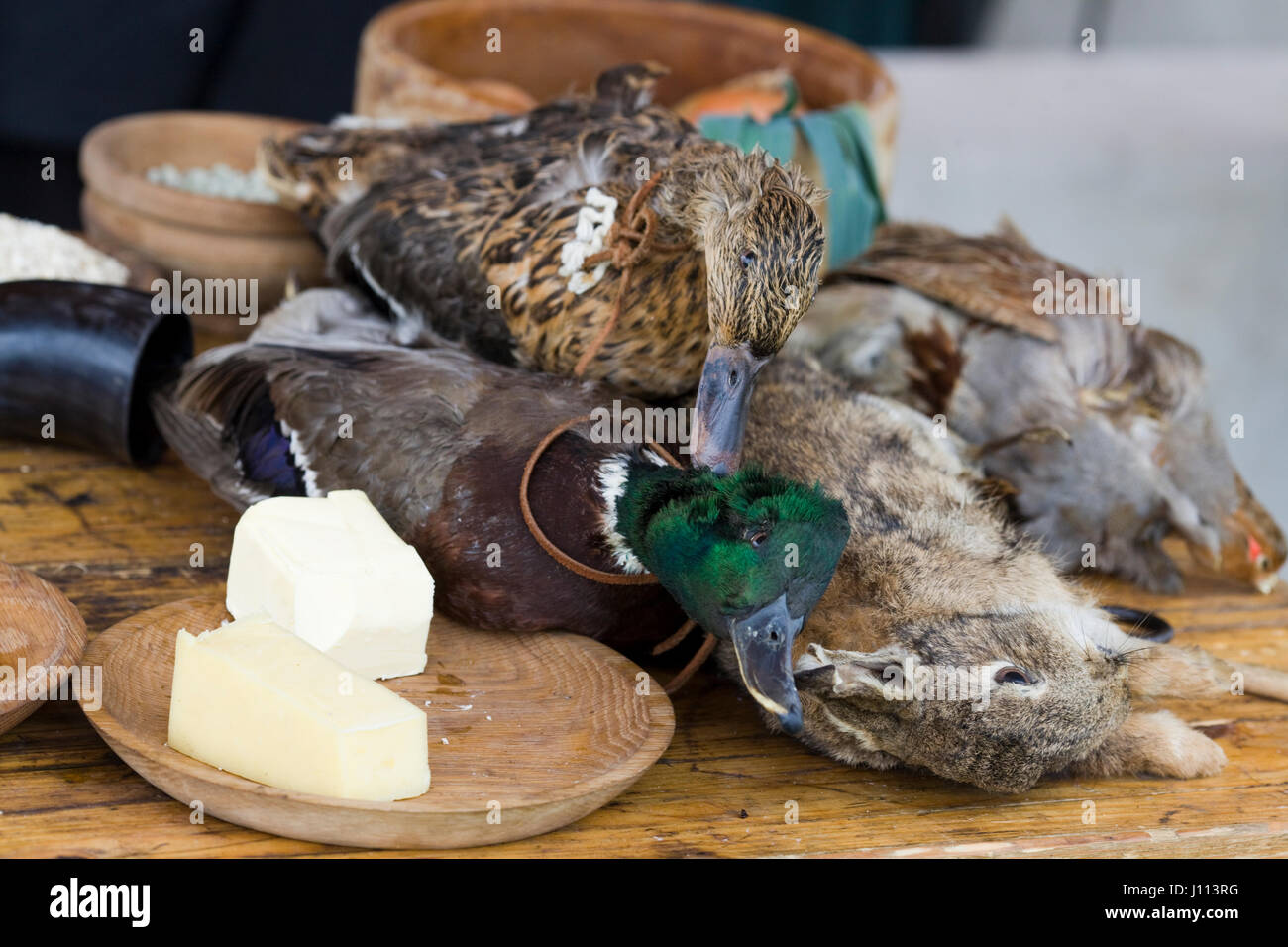 Game dead on a table in medieval England Stock Photo - Alamy