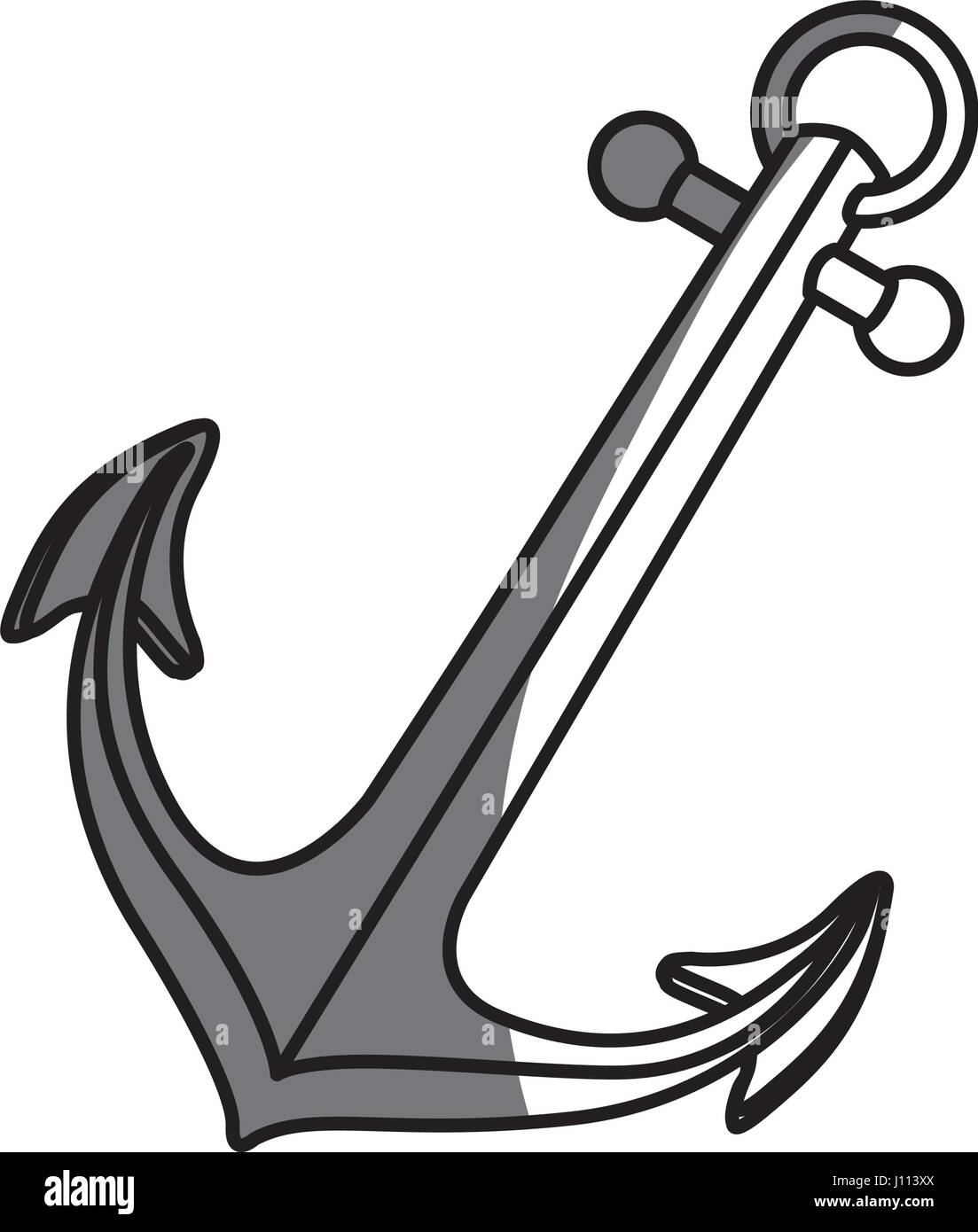 monochrome silhouette of anchor icon with half shadow Stock Vector ...