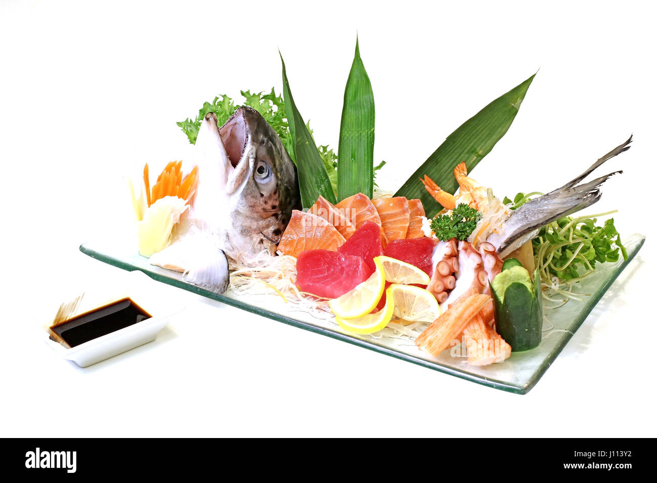 japanese sashimi set isolated on white background Stock Photo - Alamy