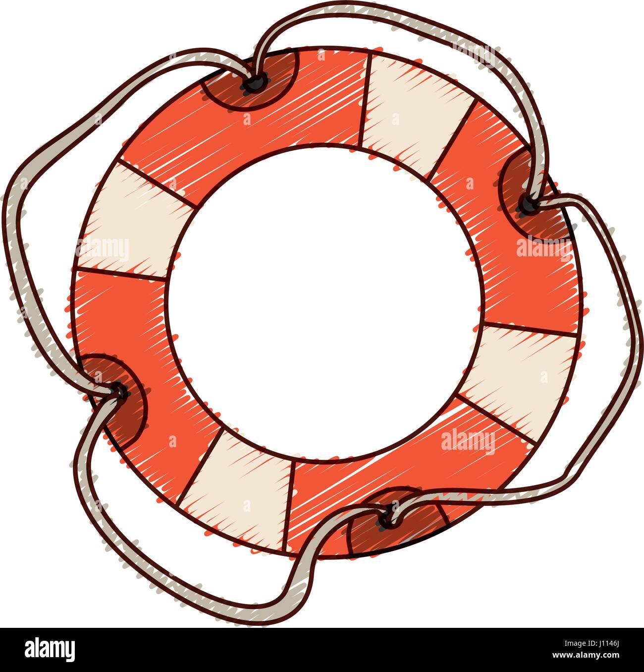 hand colored drawing of flotation hoop with tether Stock Vector Image ...