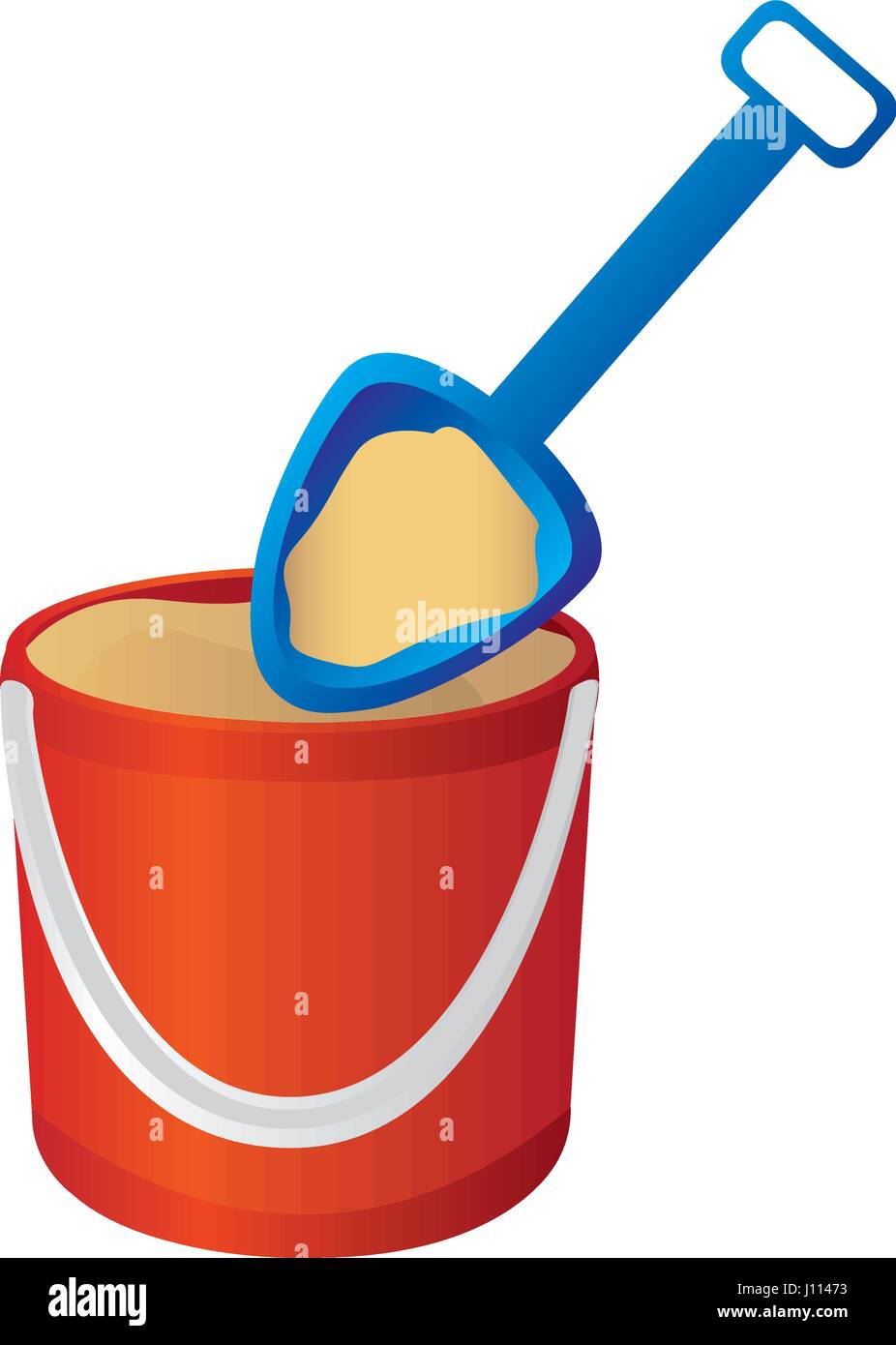 color silhouette with bucket sand and shovel Stock Vector Image & Art ...