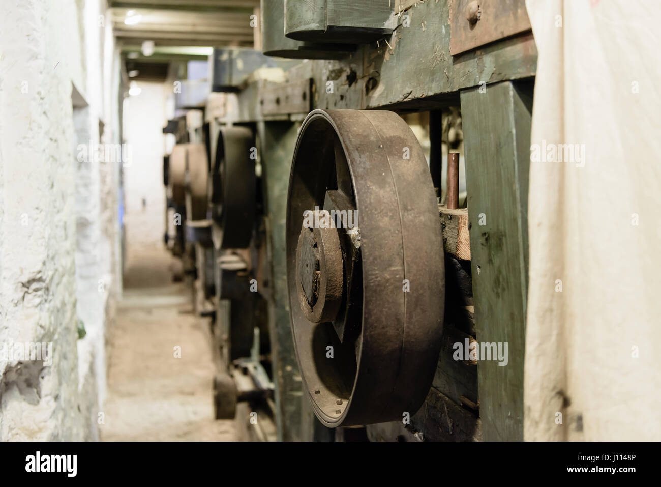 Machinery to drive the beetling process to treat linen inside a Linen ...
