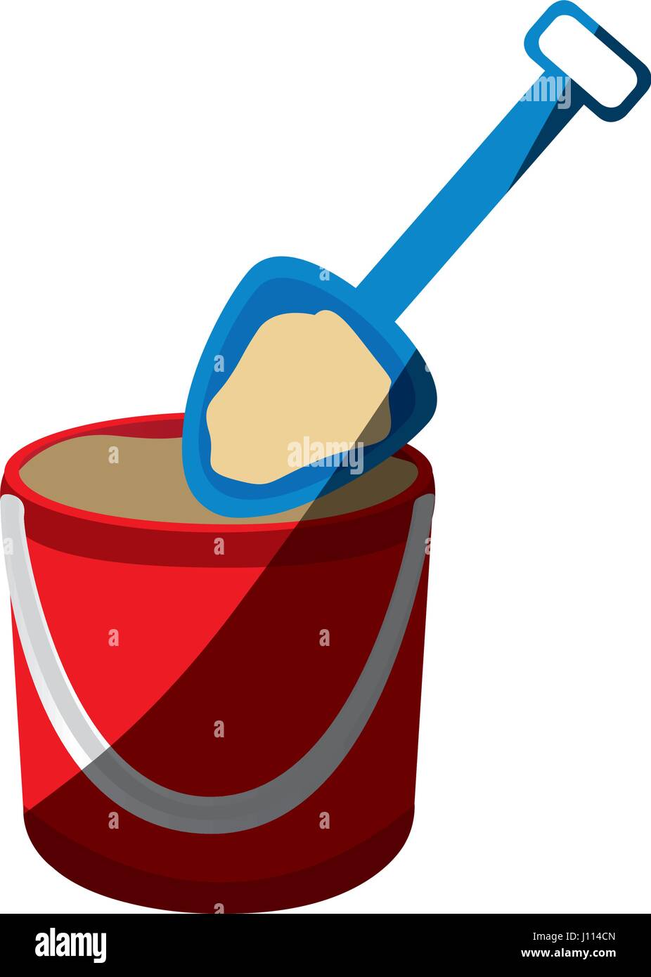 color silhouette with bucket sand and shovel with middle shadow Stock ...