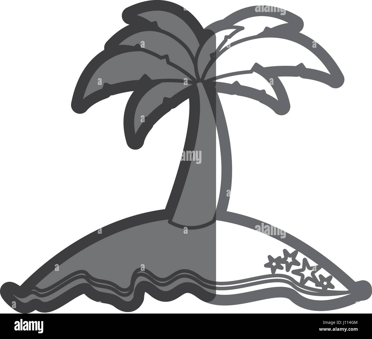 gray thick contour of island with palm tree Stock Vector Image & Art ...