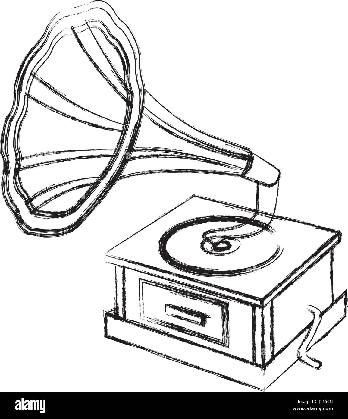 blurred silhouette gramophone sound reproduction system Stock Vector ...