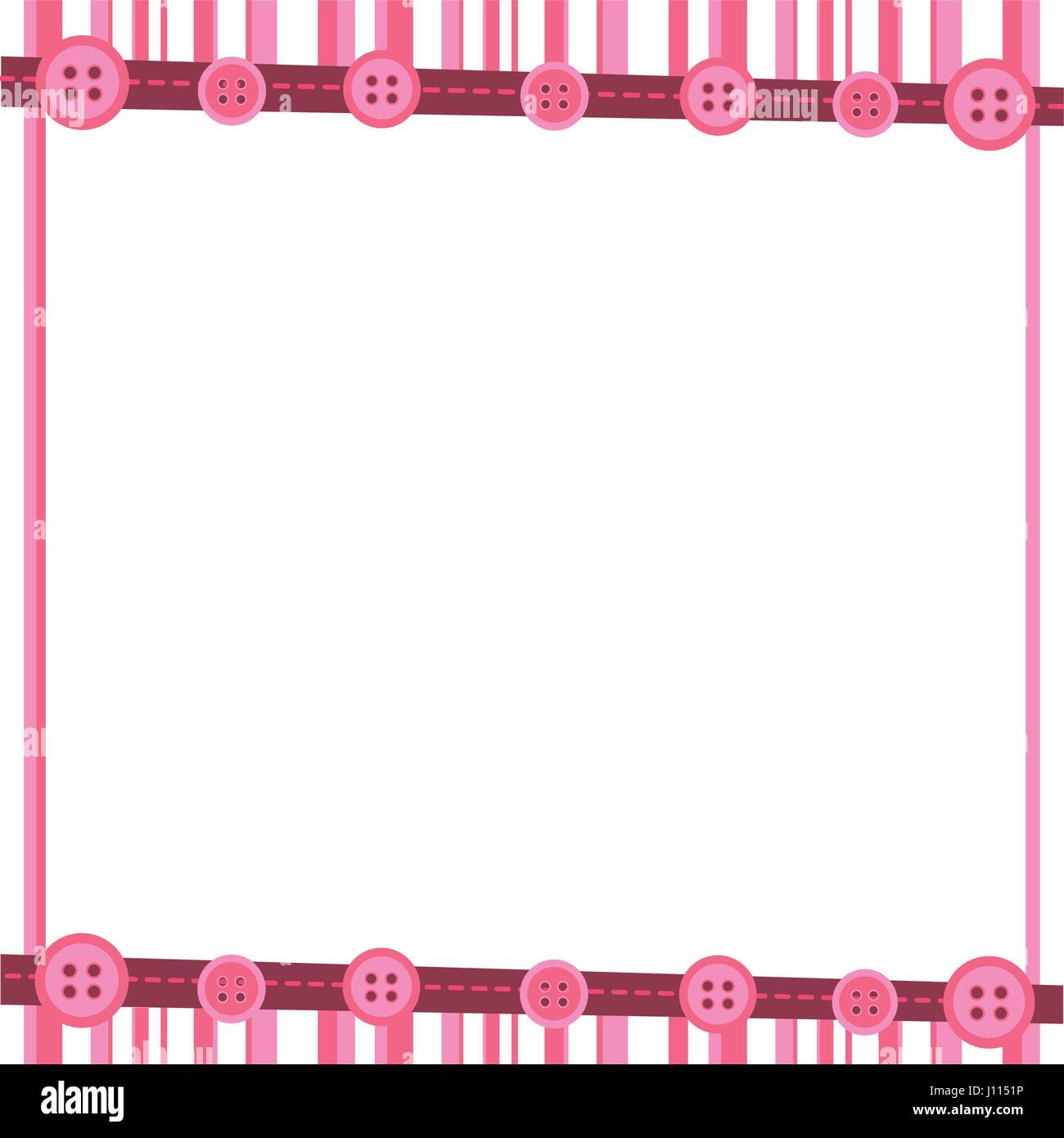pink decorative frame with lines and sewin buttons design Stock Vector ...