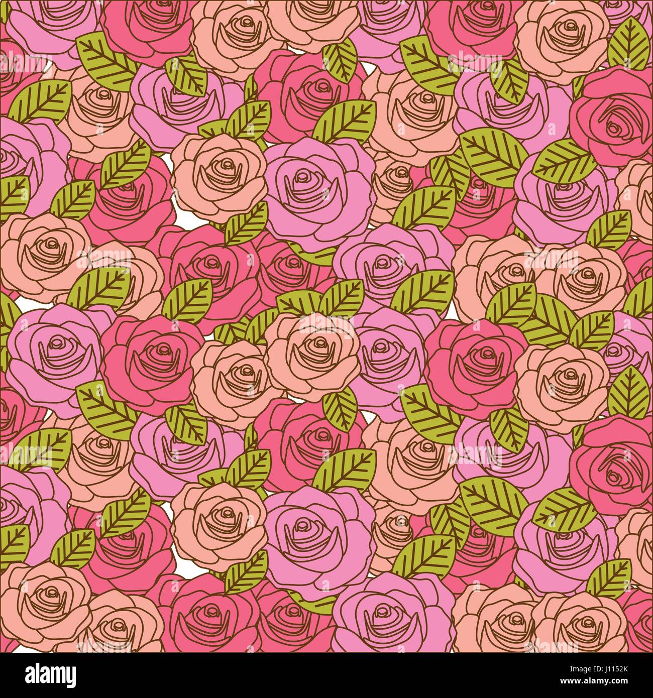 colorful realistic pattern with roses and leaves Stock Vector Image ...