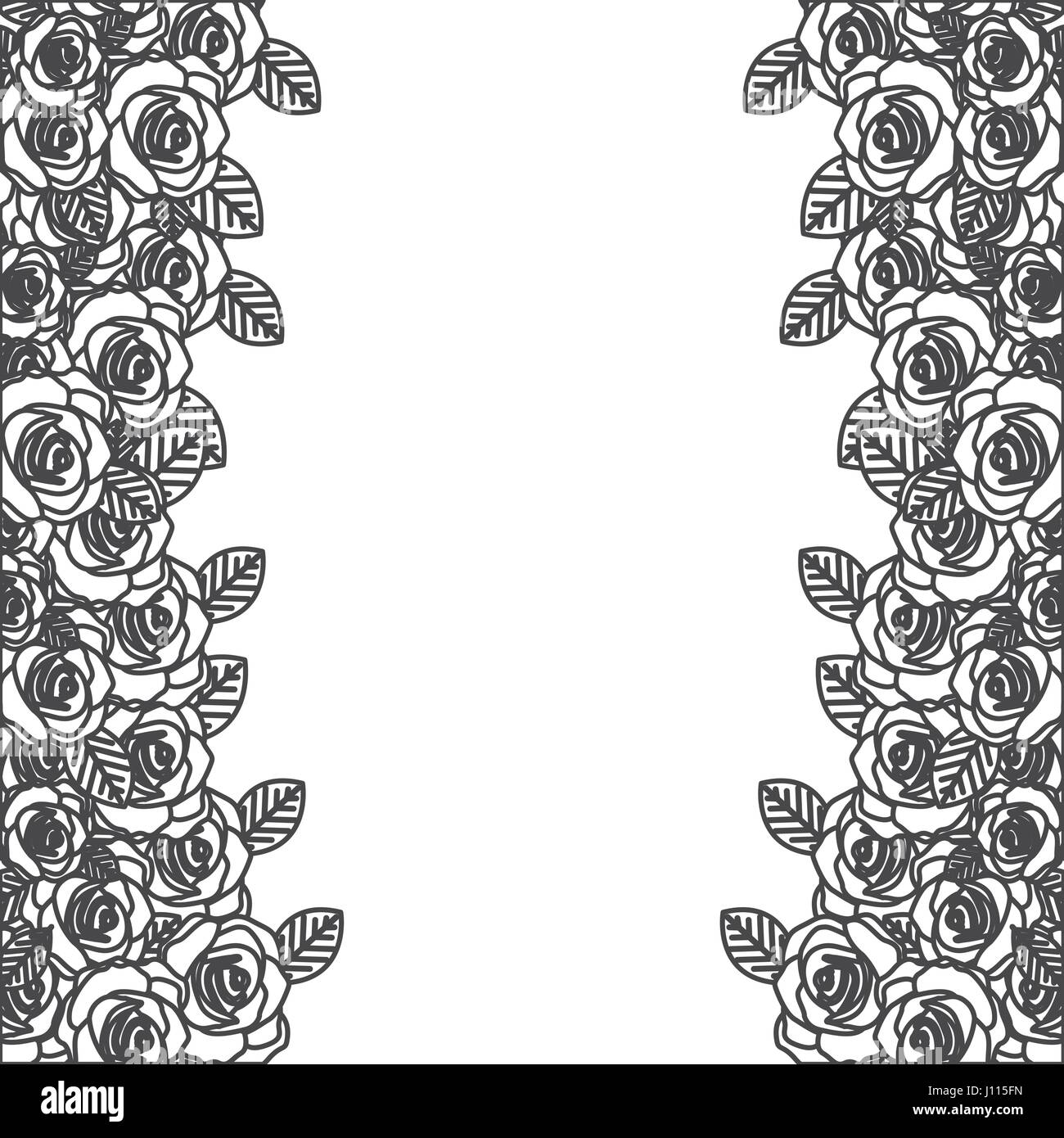 silhouette sketch decorative side edges roses design Stock Vector Image ...