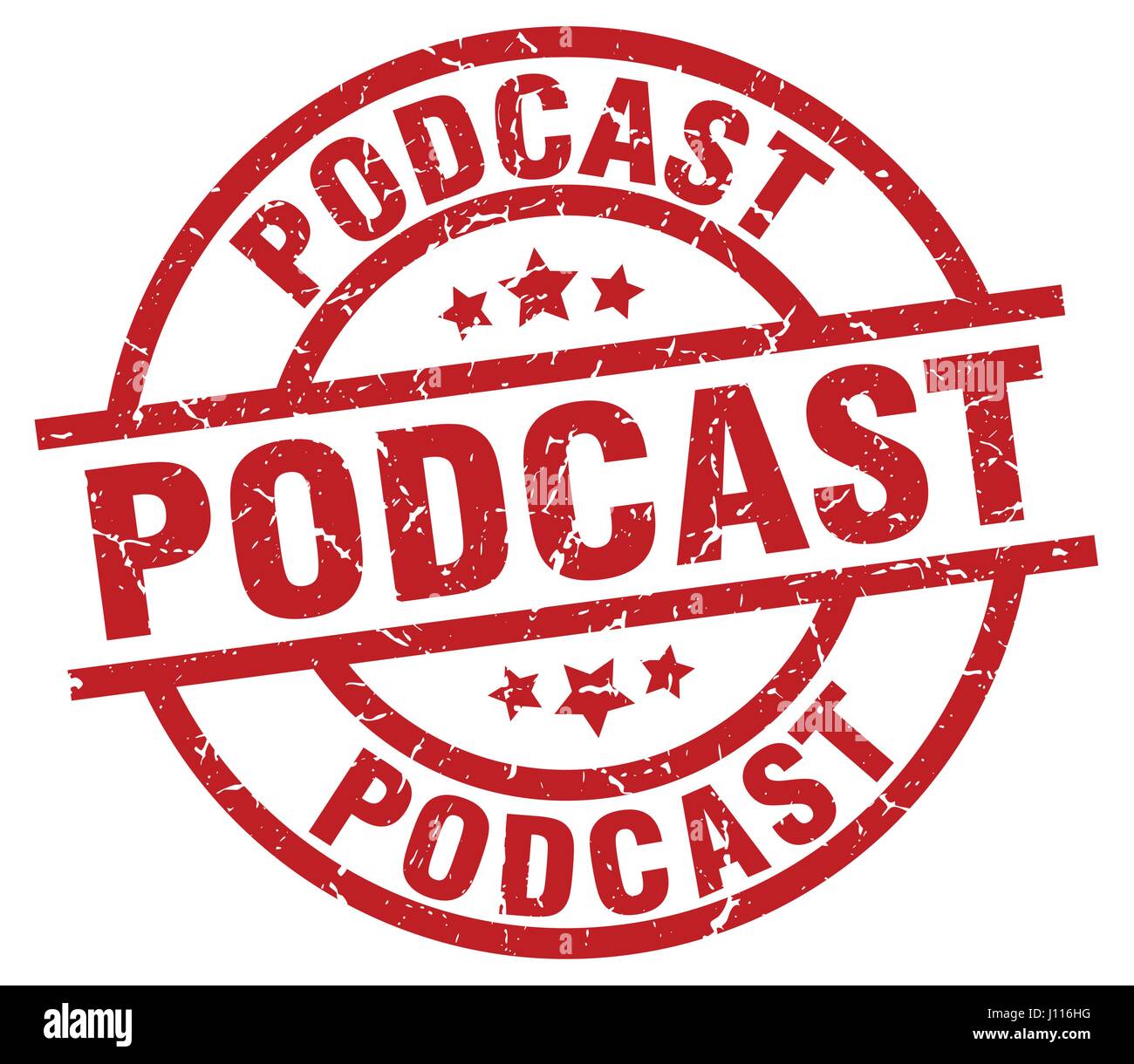podcast round red grunge stamp Stock Vector Image & Art - Alamy