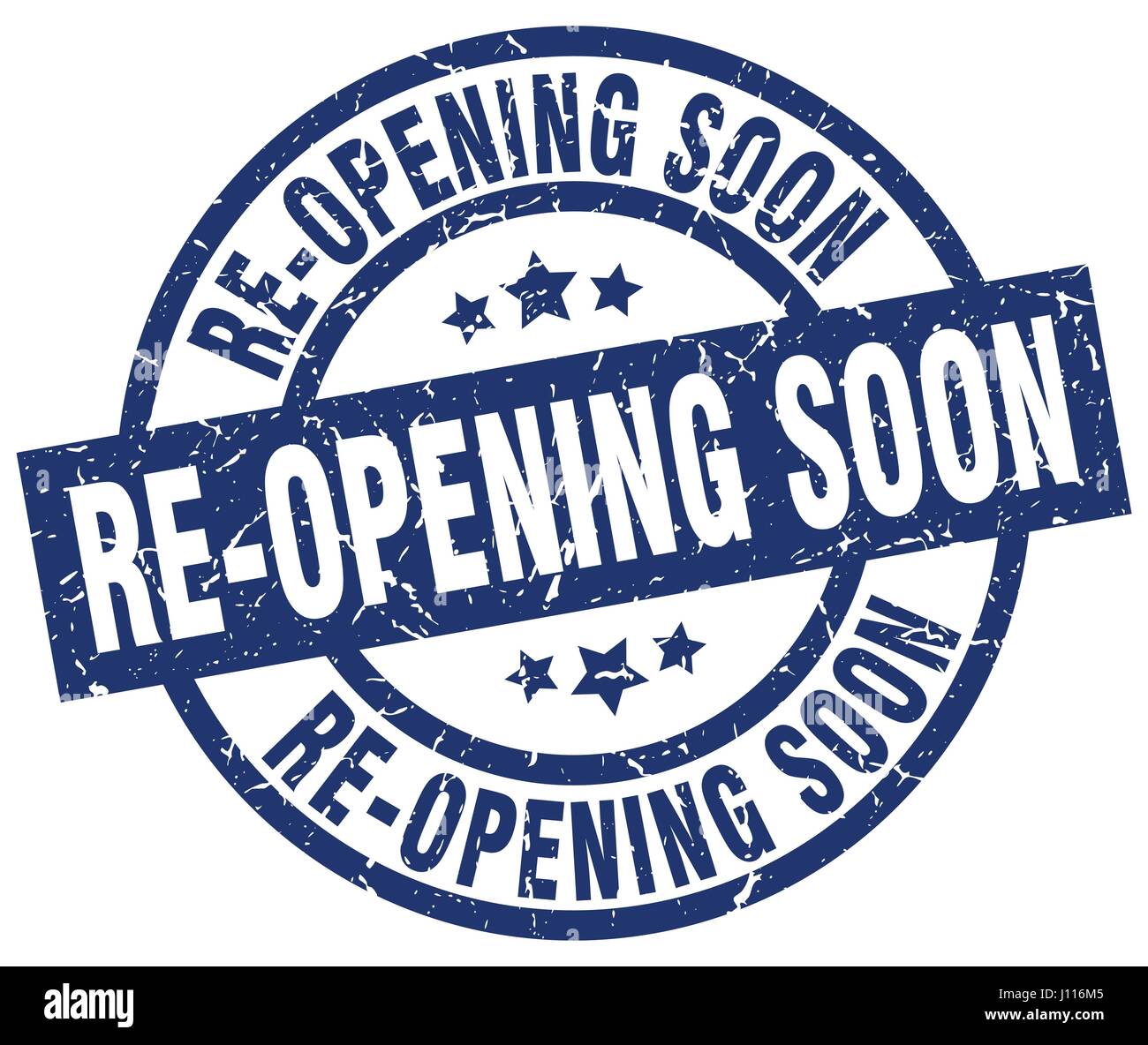 re-opening soon blue round grunge stamp Stock Vector Image & Art - Alamy