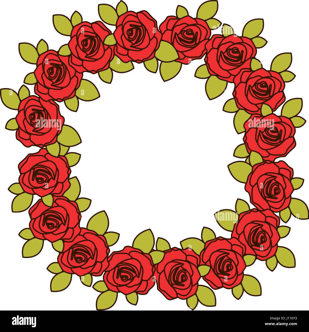 colorful crown flowered red roses with leaves Stock Vector Image & Art ...