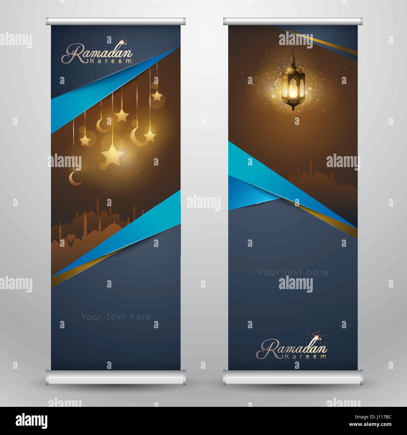 Islamic greeting on roll up banner Ramadan Kareem vertical template ...