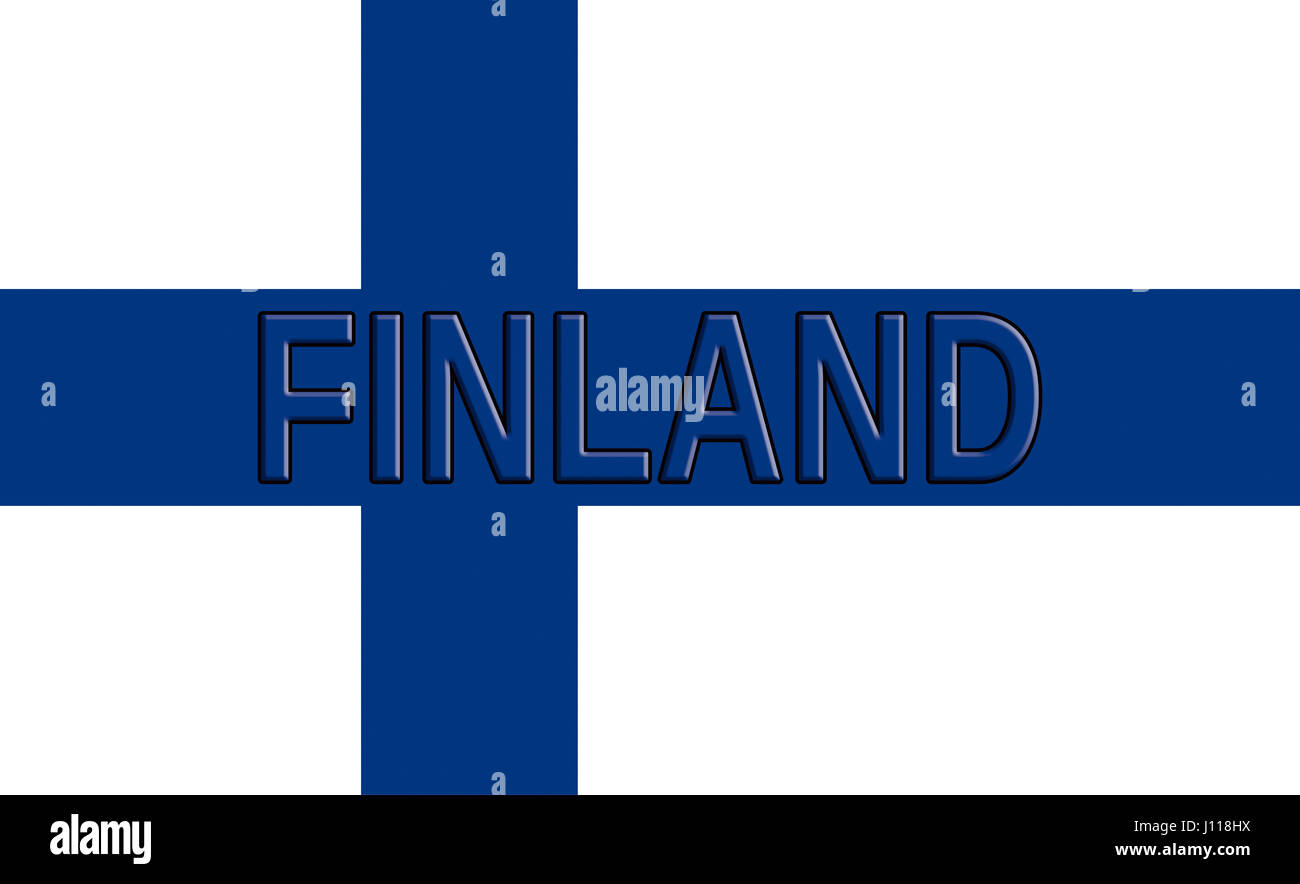 Illustration of the national flag of Finland with the country written ...