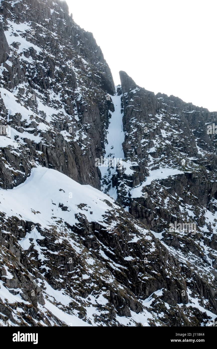 Lord's Rake, a steep gulley on the side of Scafell in the lake District ...