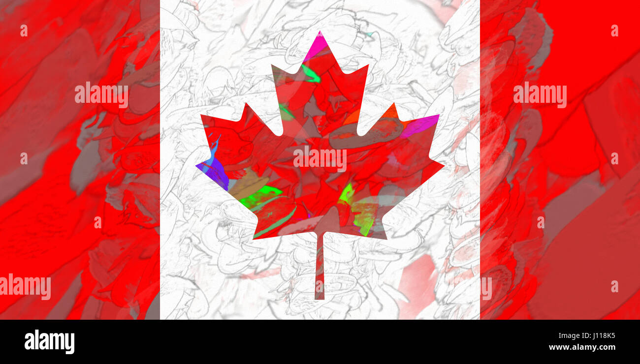 Illustration of the Canadian Flag with a colorful look Stock Photo - Alamy