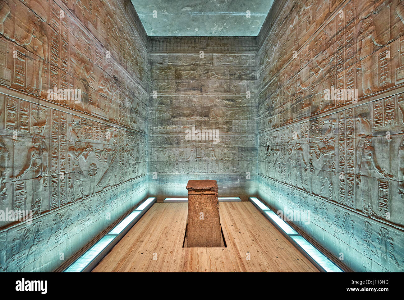 Isis altar and stone carving inside ptolemaic temple of Philae, Aswan ...